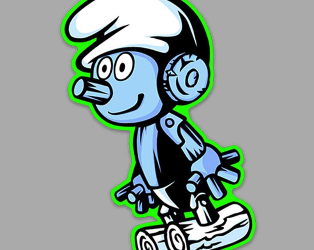 Clockwork Smurf Sticker Retro 80s Smurfs Cartoon Robot Decal - Etsy