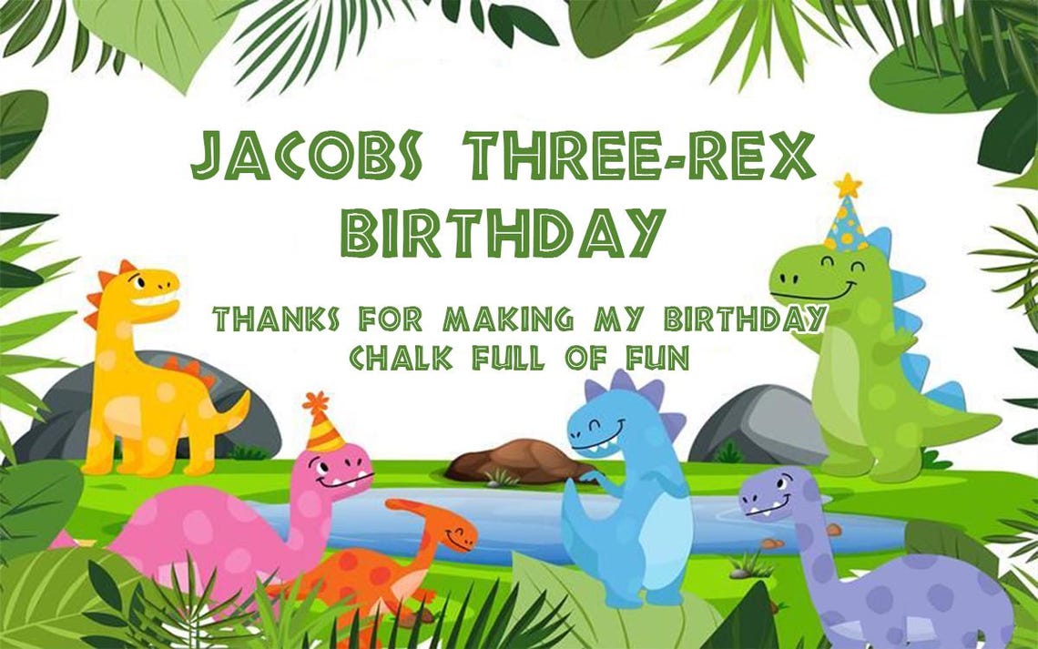 Three Rex Dino Birthday Chalk Favors | Custom Kids Party Favor ...