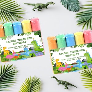 Three Rex Dino Birthday Chalk Favors | Custom Kids Party Favor ...