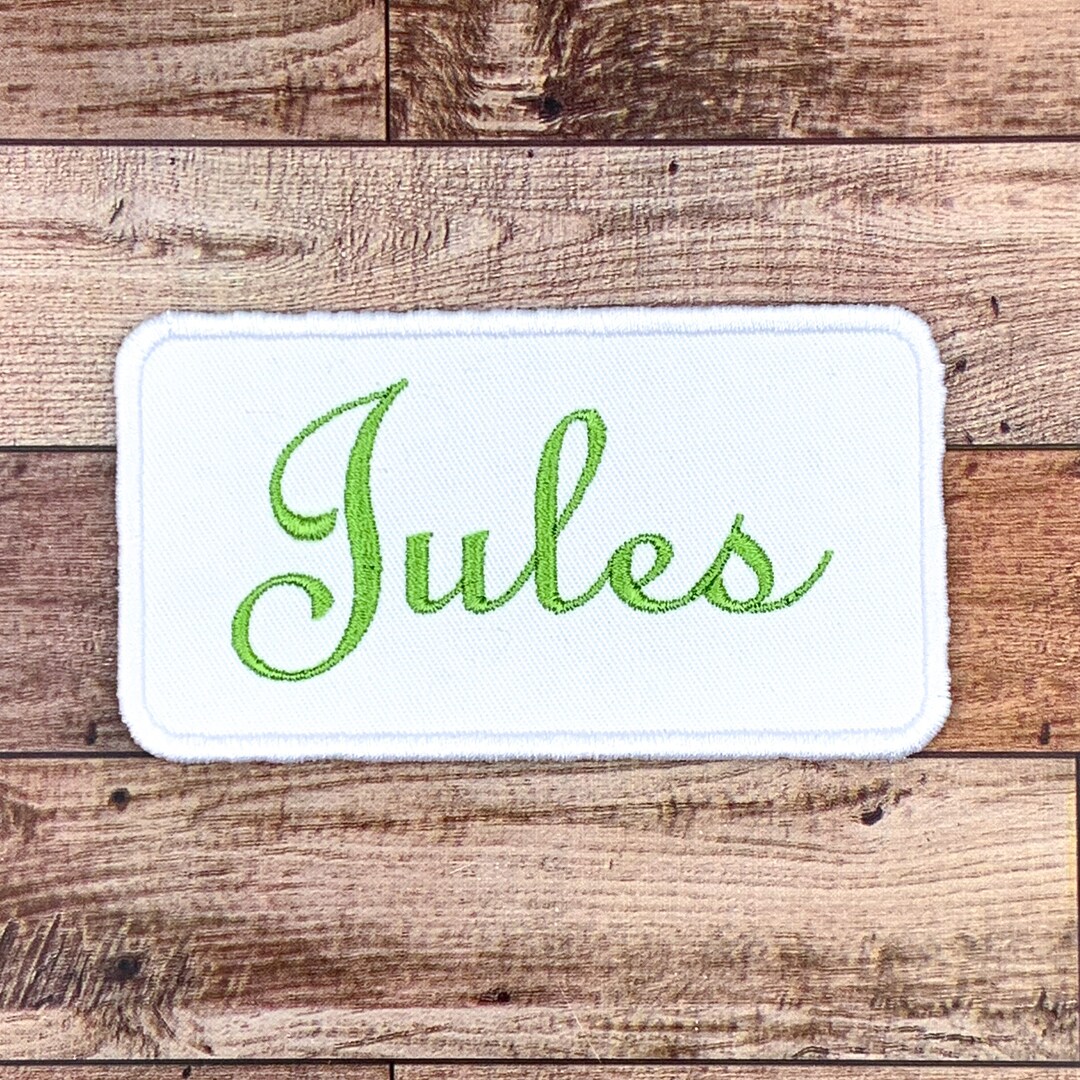 First Name Embroidered on a Rounded Rectangle Shape Patch. - Etsy