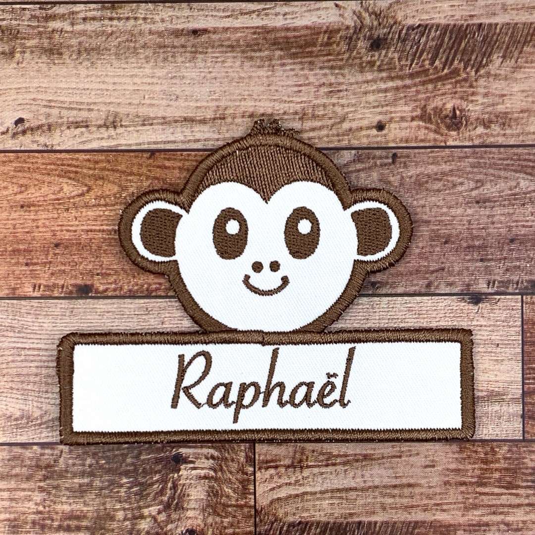 Monkey. Silky Thread Embroidered First Name and Fabric of - Etsy