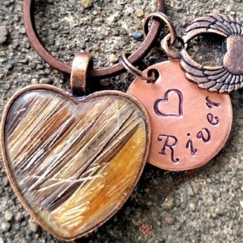 Heart Shaped Horse Hair Key Chain With Custom Name Charm and - Etsy
