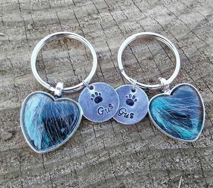Heart Shaped Dog Fur Hair Key Chain With Custom Name Charm and | Etsy