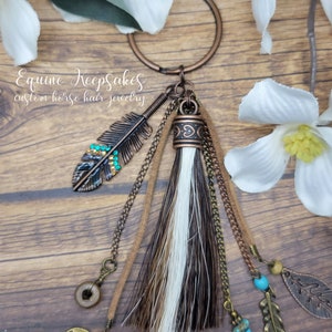 Tassel Horse Hair Key Chain With Mixed Metal and Leather Cord Charm Set ...