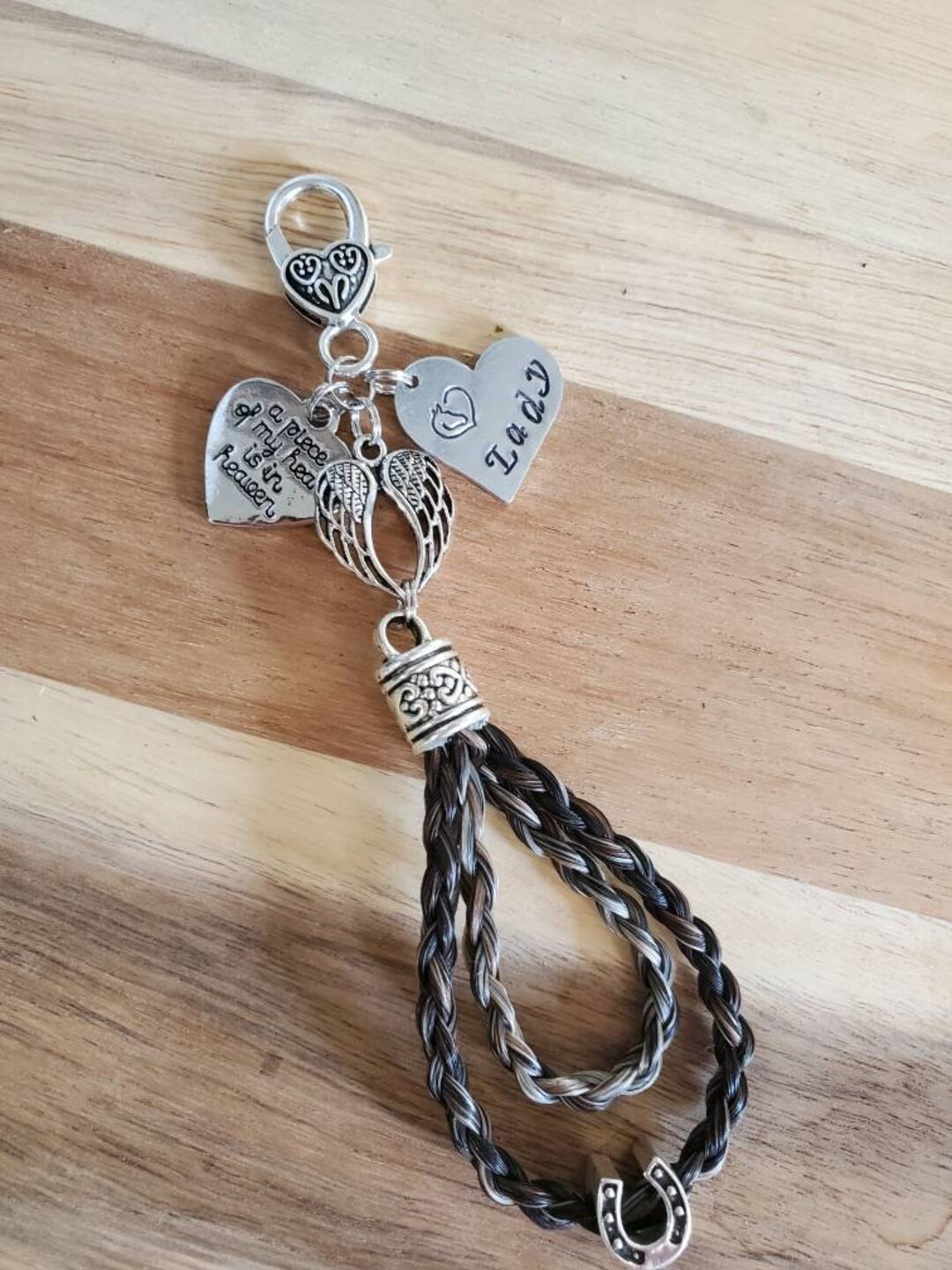 Double Looped Horse Hair Key Chain With Horseshoe Accent and Quote ...