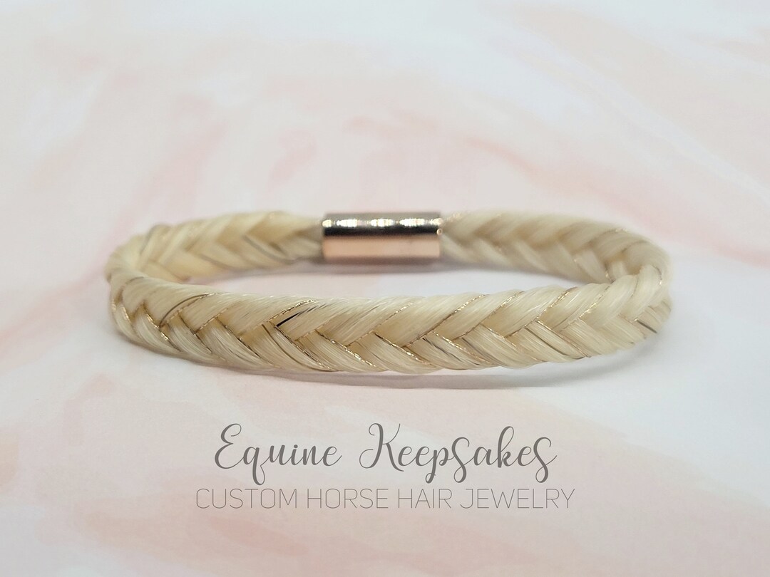 Custom Rose Gold Color Accented Chevron Horse Hair Bracelet Braided by ...