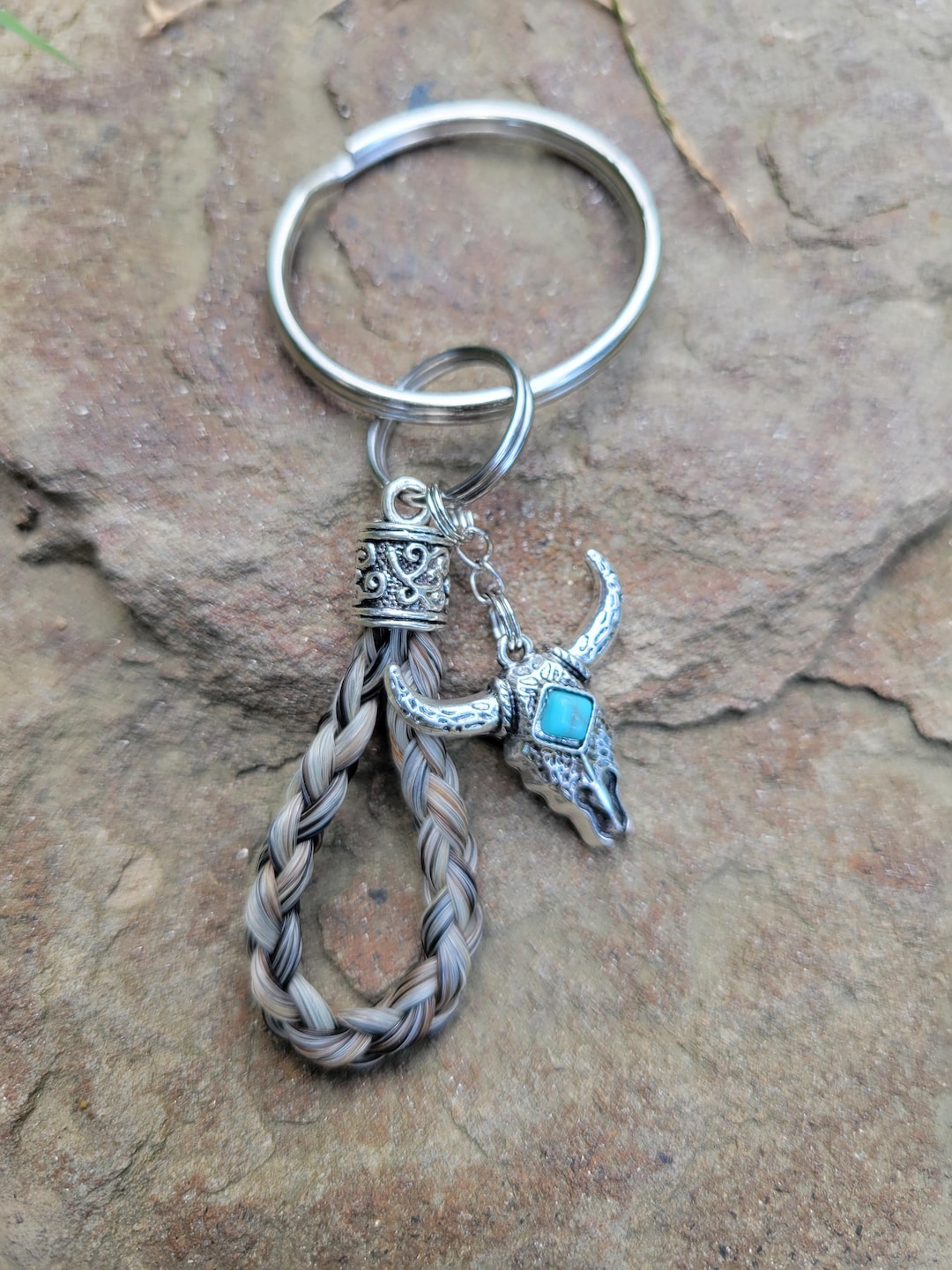 Braided Cow Tail Cow Hair Key Chain With Custom Name Accent and Cattle ...