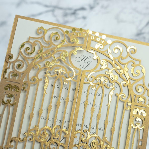 Gold Laser Cut Gate Invitation - Etsy