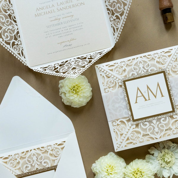 Lace Wedding Invitations - Etsy