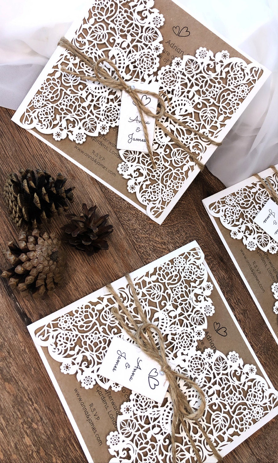 Hochzeitseinladung Rustikal Hochzeit DIY Laser Cut Kuvert - Etsy