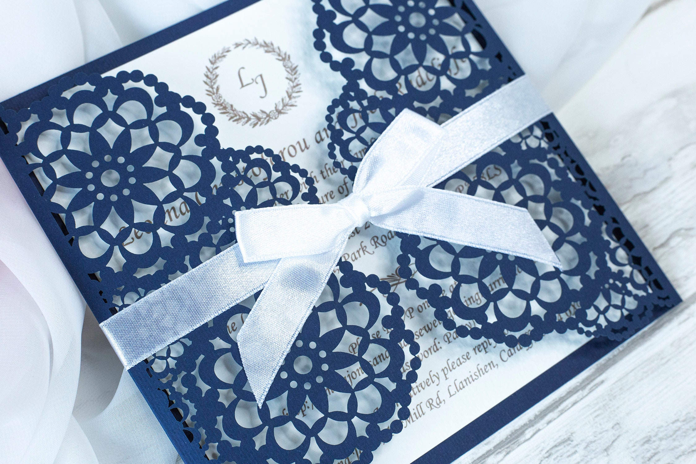 Navy Blue Laser Cut Invitation Cards Laser Birthday Baptism | Etsy