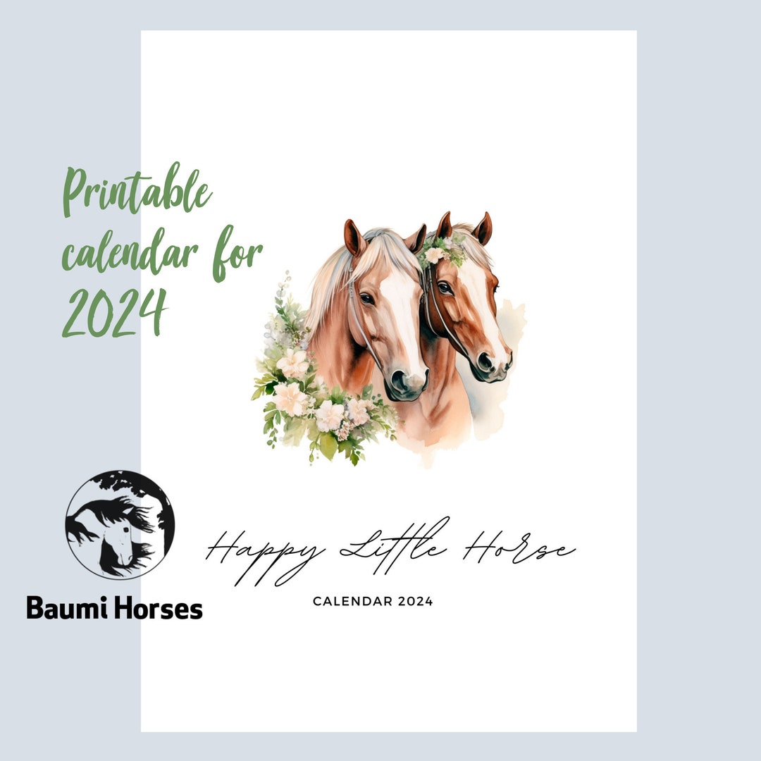 Adorable Horse Calendar 2024 With Notespace Printabe Happy - Etsy UK