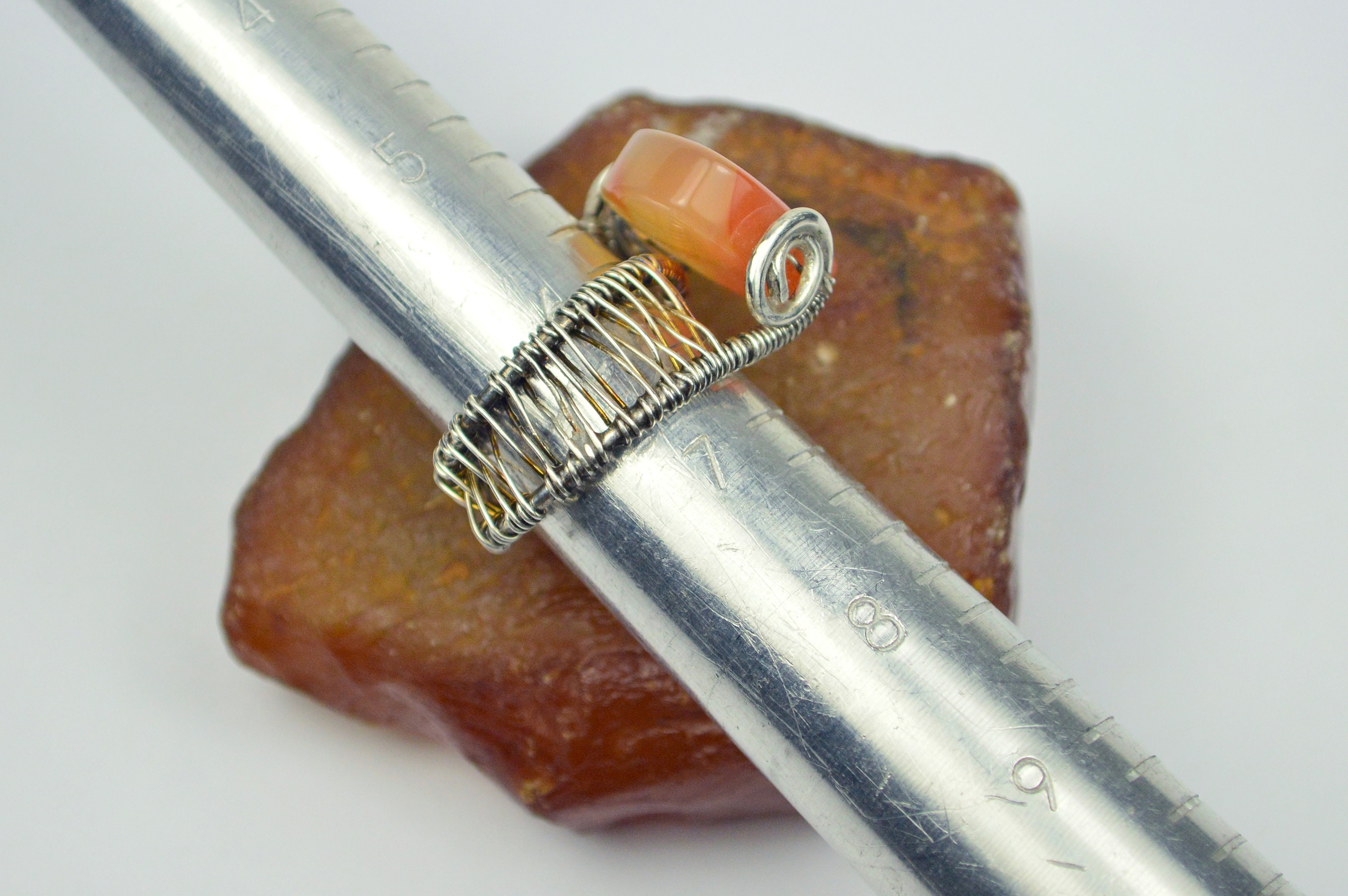 Carnelian Roller Coaster Bead Ring - Etsy