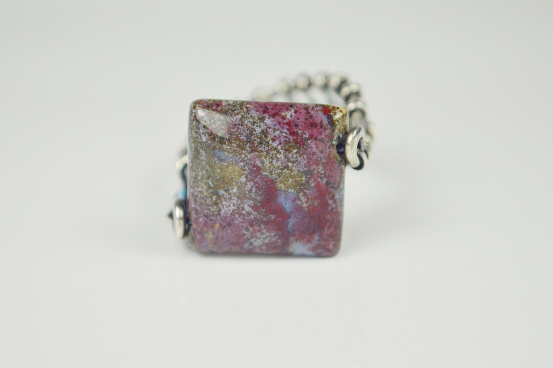 Ocean Jasper roller Coaster Ring - Etsy