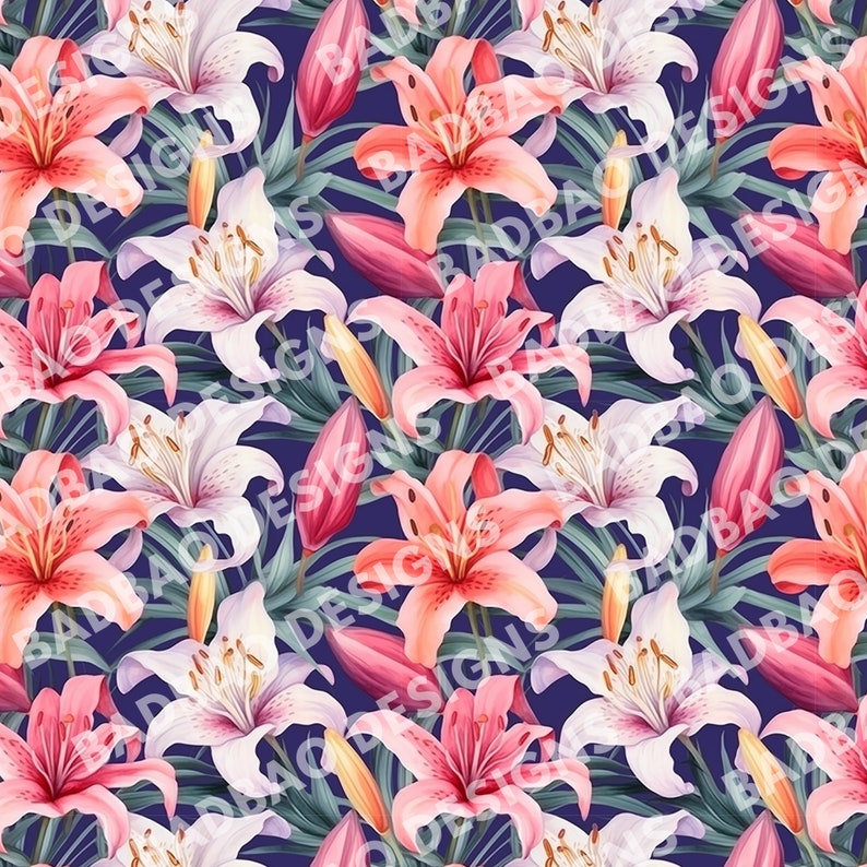 Digital Download Seamless Lily Patterns Colorful Floral - Etsy