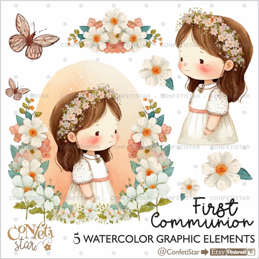 First Communion Clipart, Watercolor First Communion, Clipart First ...