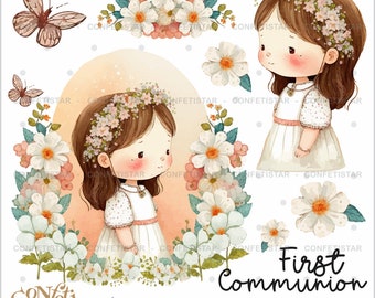 First Communion Clipart for Girls Holy Communion Religious - Etsy
