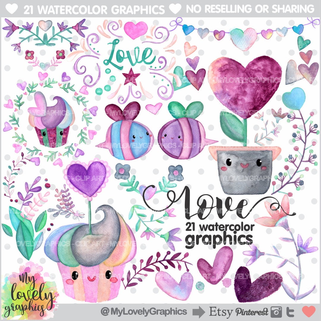 Cupcake Clipart, Valentine Clipart, Love Clipart, COMMERCIAL USE ...