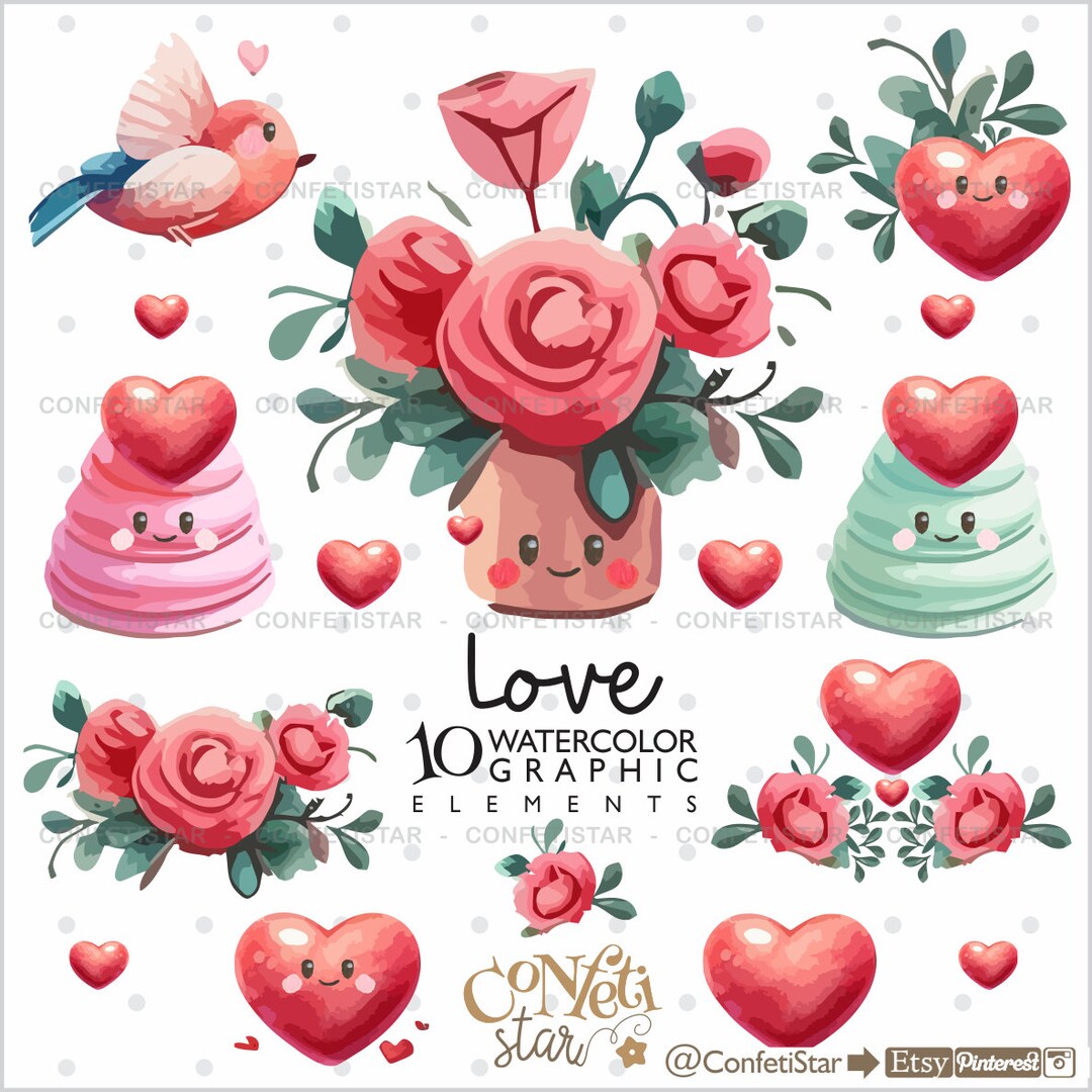 Valentine's Day Clipart, Love Clip Art, COMMERCIAL USE, Love PNG ...