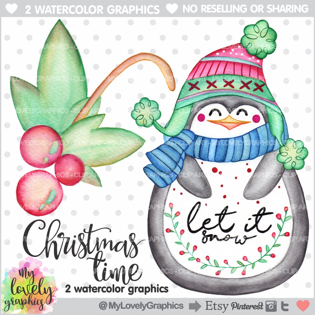 Christmas Clipart Winter Clipart Penguin Clipart Christmas - Etsy