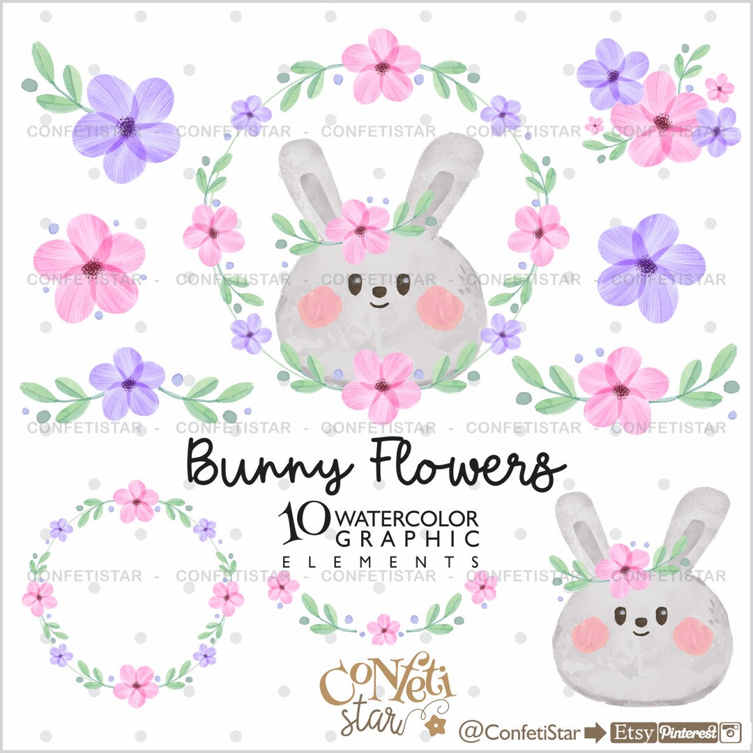 Bunny Clipart, Spring Clipart, COMMECIAL USE, Easter Clipart, Rabbit ...