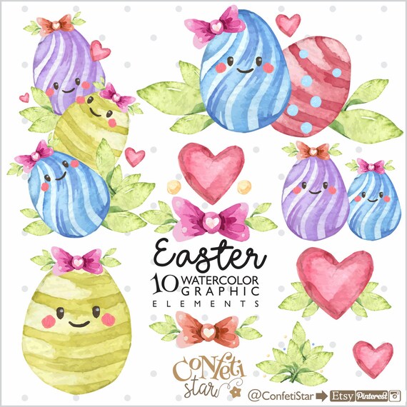Easter Eggs Clipart Easter Clipart COMMERCIAL USE - Etsy