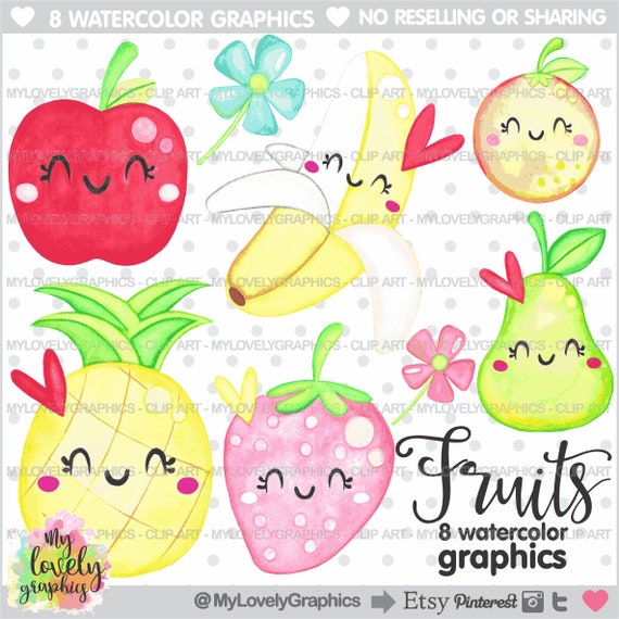 Fruit Clip Art Fruit Graphics Fruit Images COMMERCIAL USE - Etsy