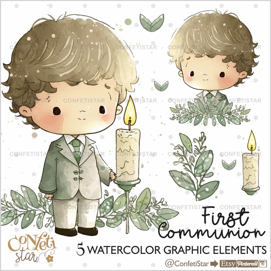 First Communion Clipart, Watercolor First Communion, Clipart First ...