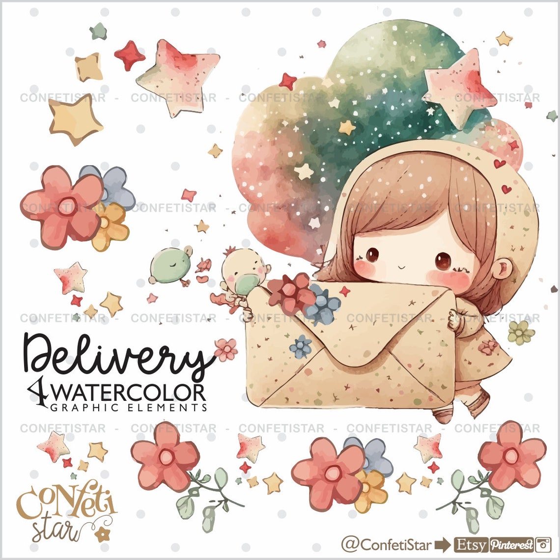 Happy Mail Clipart Delivery Clipart Envelopes Clipart - Etsy