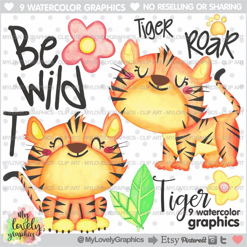 Tiger Clipart Tiger Graphics Be Wild COMMERCIAL USE - Etsy