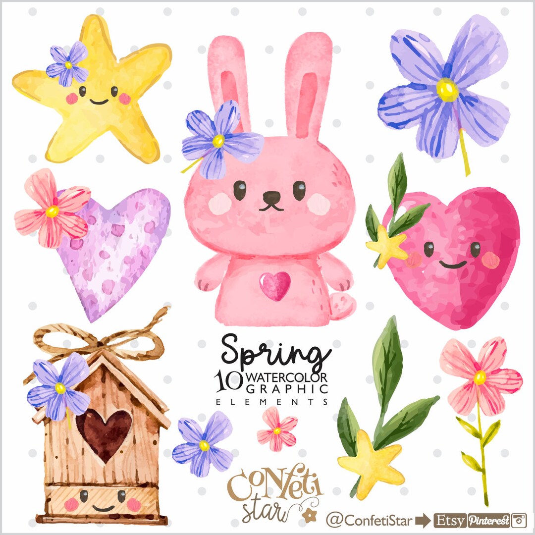 Spring Clipart Bunny Clipart COMMERCIAL USE Easter Clipart - Etsy