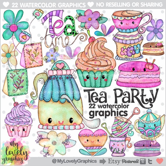 Tea Party Clipart Tea Party Graphic Tea Time Clipart | Etsy UK