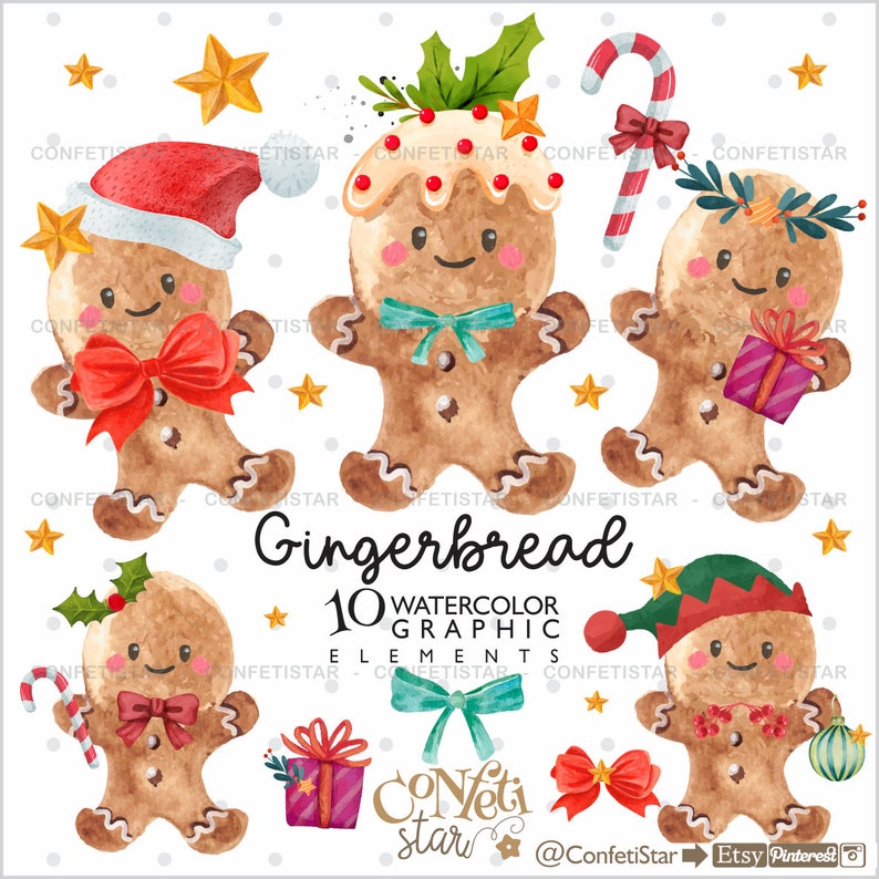 Christmas Clipart Gingerbread Clipart COMMERCIAL USE - Etsy