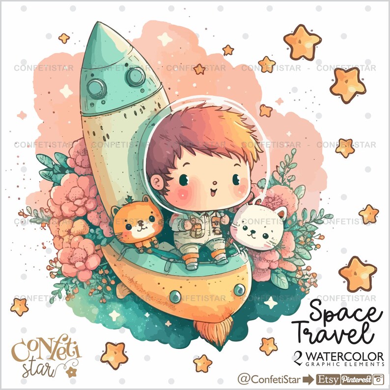 Space Boy Clipart Boy Astronaut Clip Art Little Space - Etsy