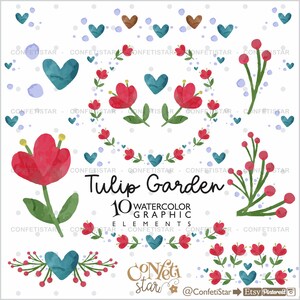 Spring Clipart, Tulip Clipart, COMMERCIAL USE, Watercolor Flowers ...