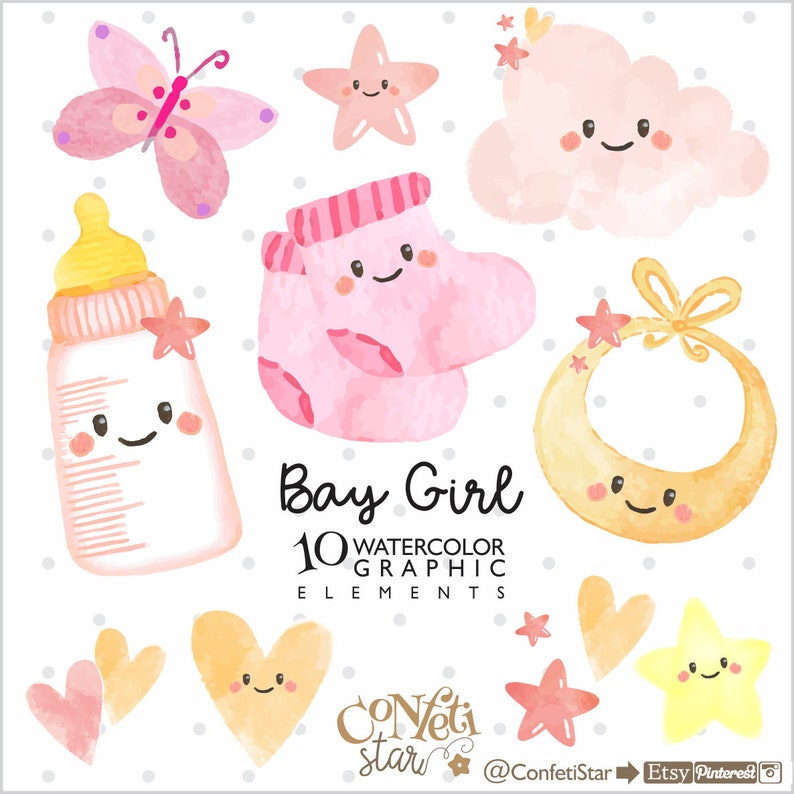 Baby Girl Clipart Baby Clipart COMMERCIAL USE New Born | Etsy