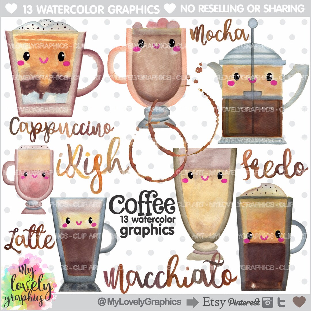 Coffee Clipart, Coffee Graphic, Coffee, COMMERCIAL USE, Kawaii Clipart ...