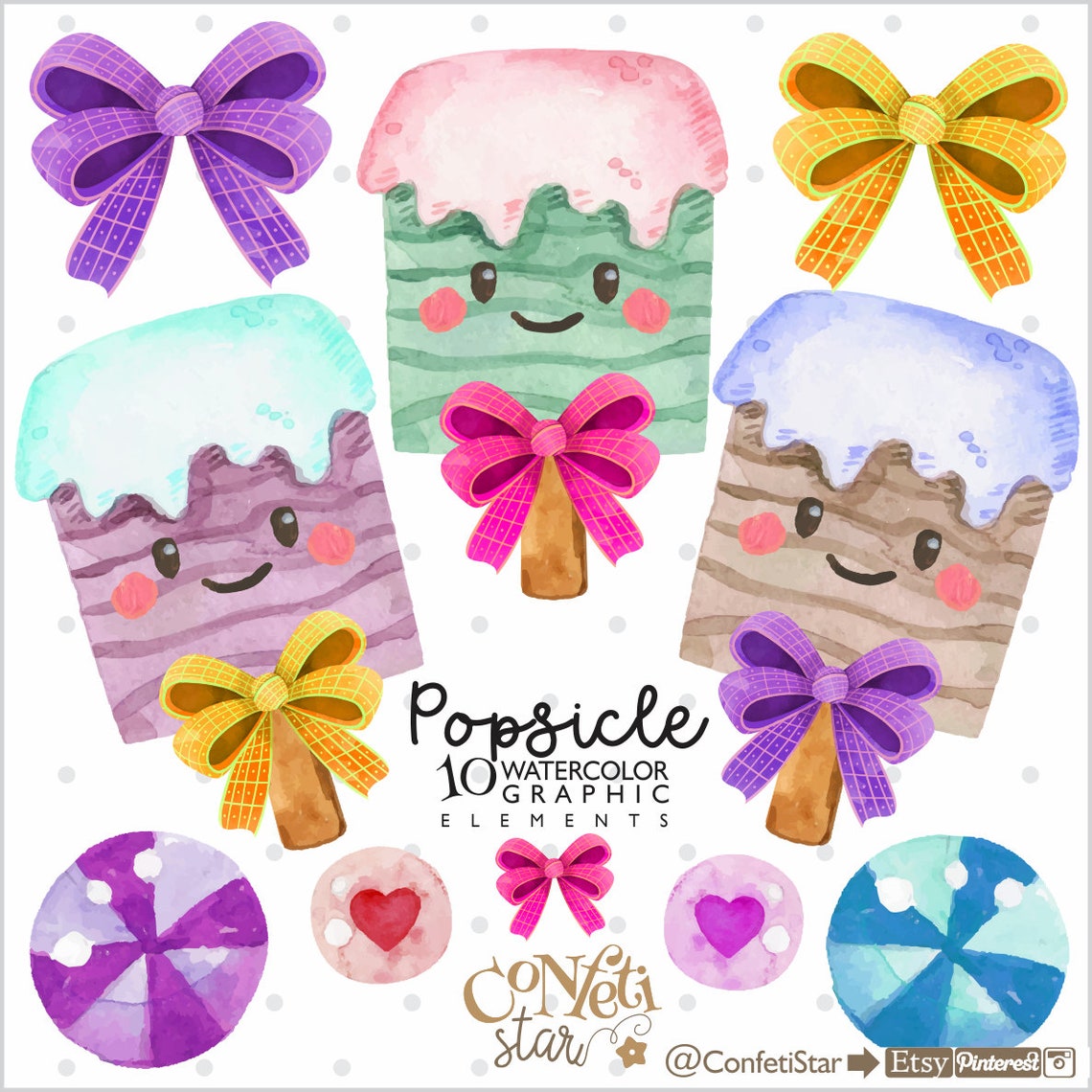 Popsicle Clipart Summer Clipart Popsicle Graphics - Etsy