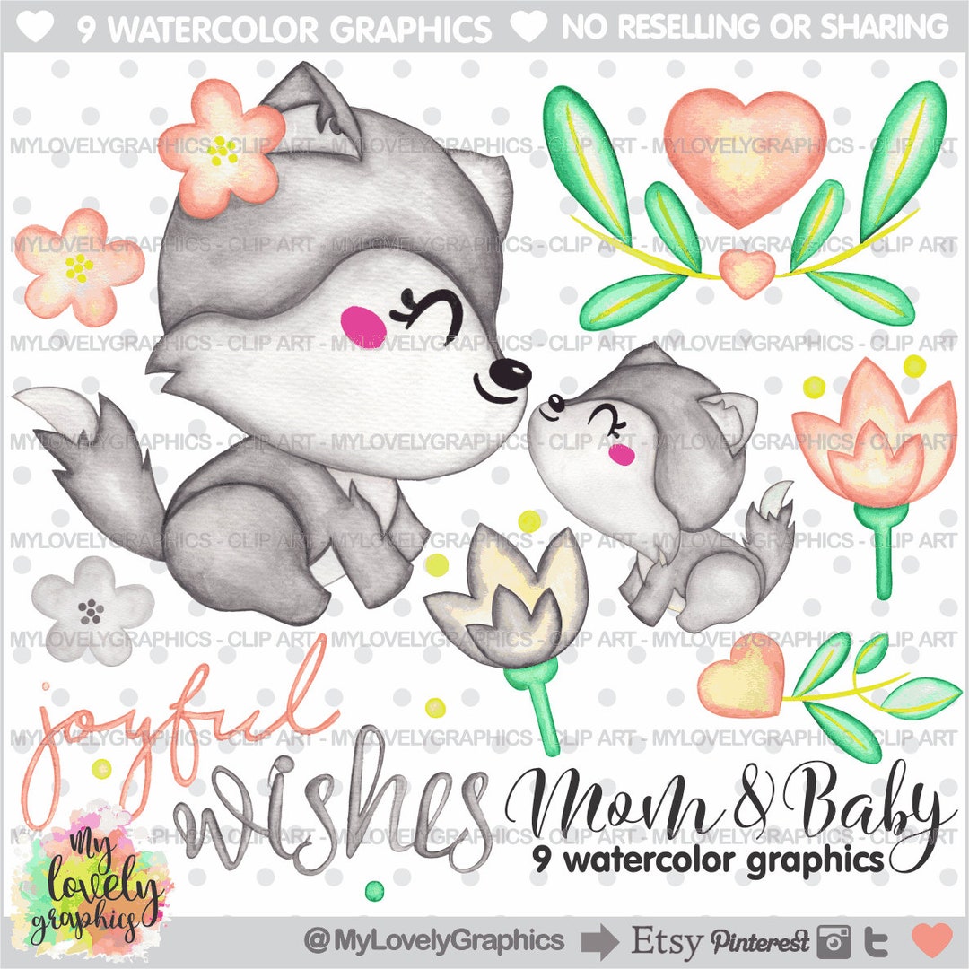 Fox Clipart, Fox Graphics, Mothers Day Clipart, COMMERCIAL USE, Mother ...