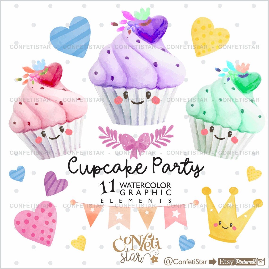 Cupcake Clipart Cupcake Graphics COMMERCIAL USE Dessert - Etsy