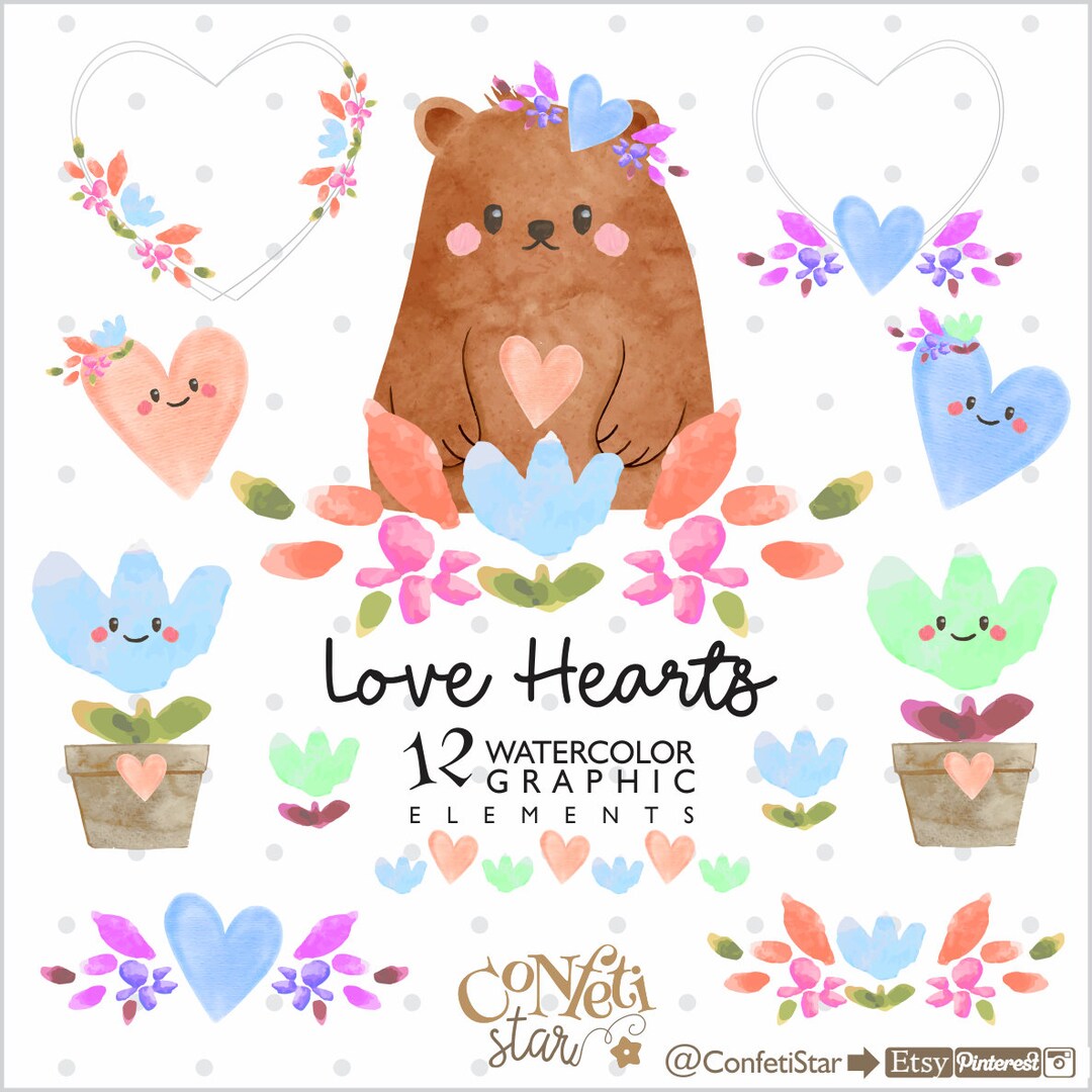 Bear Clipart Love Clipart COMMERCIAL USE Bear Graphics - Etsy