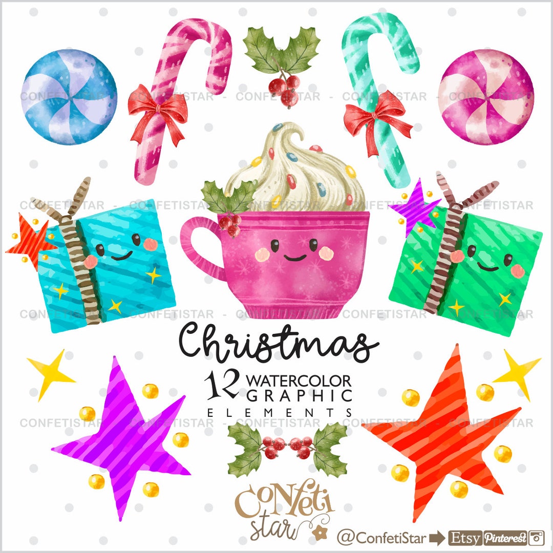 Christmas Clipart, Christmas Graphics, COMMERCIAL USE, Christmas Gift ...