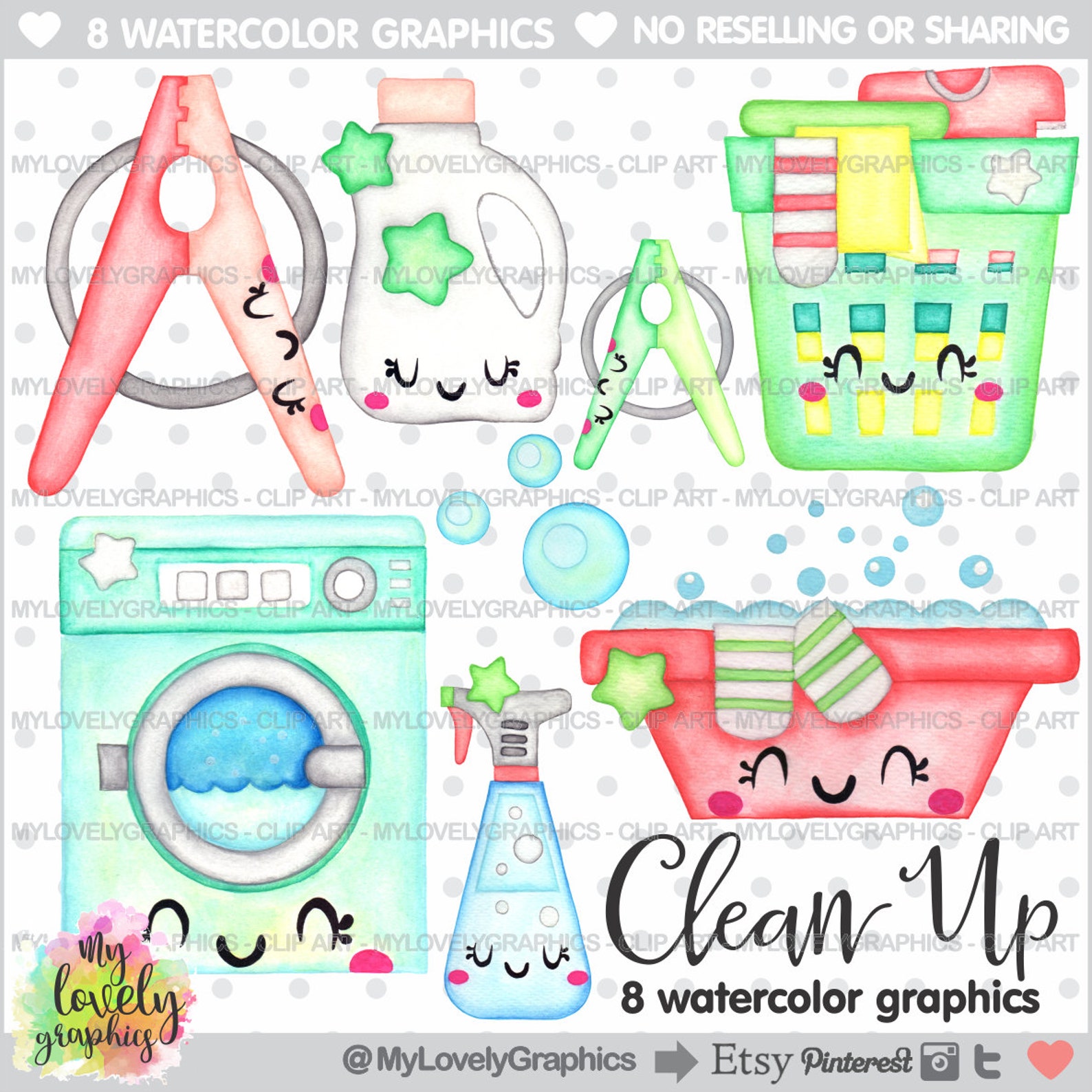 Clean up Clipart Clean up Graphics Laundry Clipart | Etsy