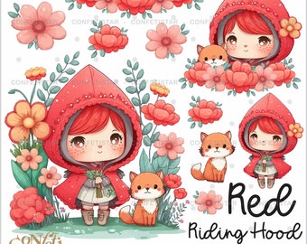 Red Riding Hood Clipart, Red Riding Hood Vector, Fairytale Clipart ...