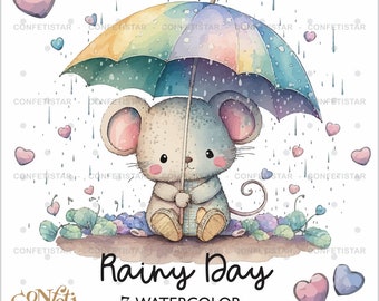 Spring Clipart Rain April Shower Frogs - Etsy