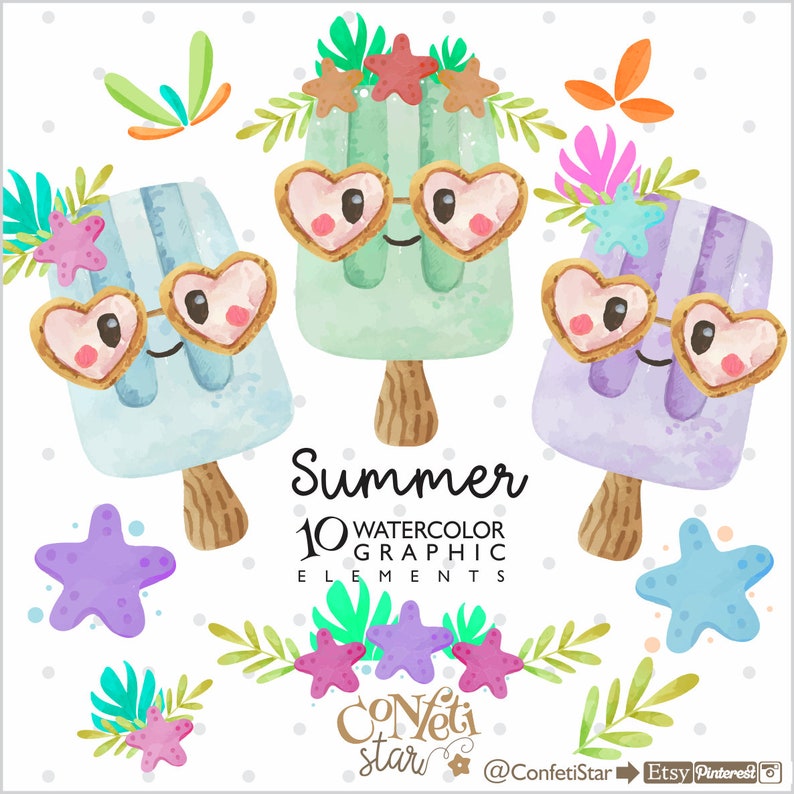 Summer Clipart Popsicle Clipart Summer Graphics Popsicle - Etsy
