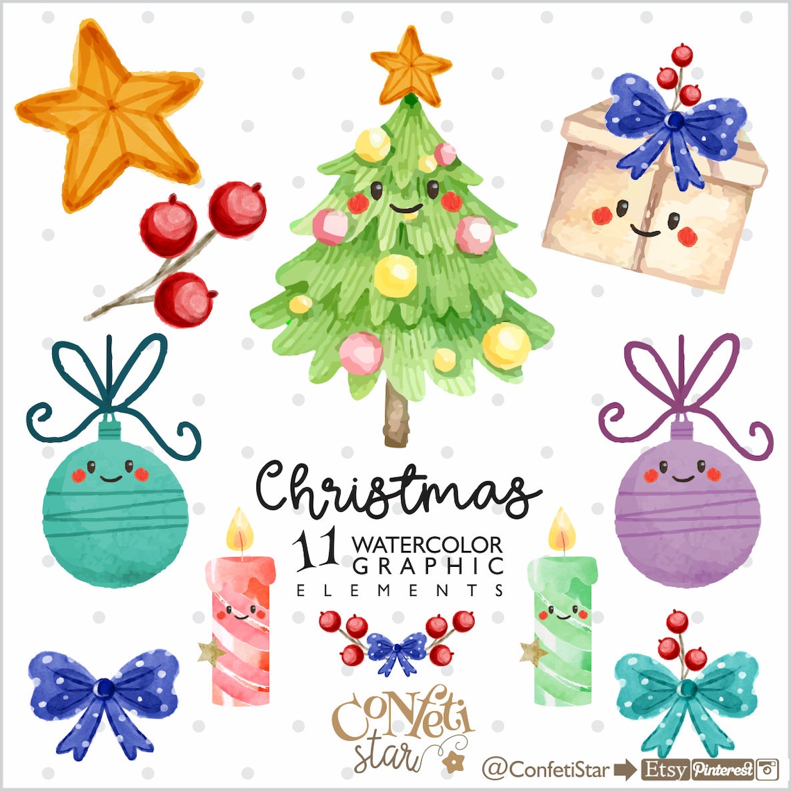 Christmas Clipart Christmas Graphics COMMERCIAL USE - Etsy
