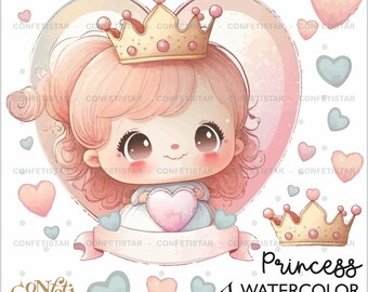 Magical Princess Clipart Bundle Watercolor Instant - Etsy