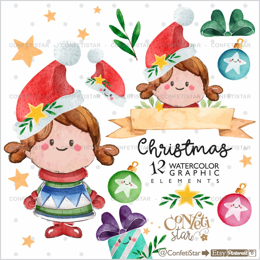 Christmas Clipart, Watercolor Clipart, COMMERCIAL USE, Christmas Clip ...