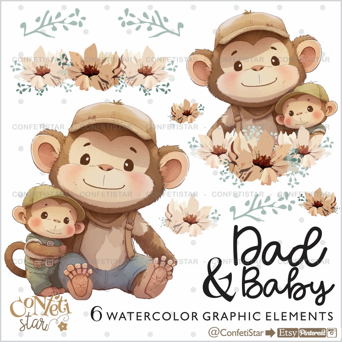 Baby Boy Monkey Clip Art